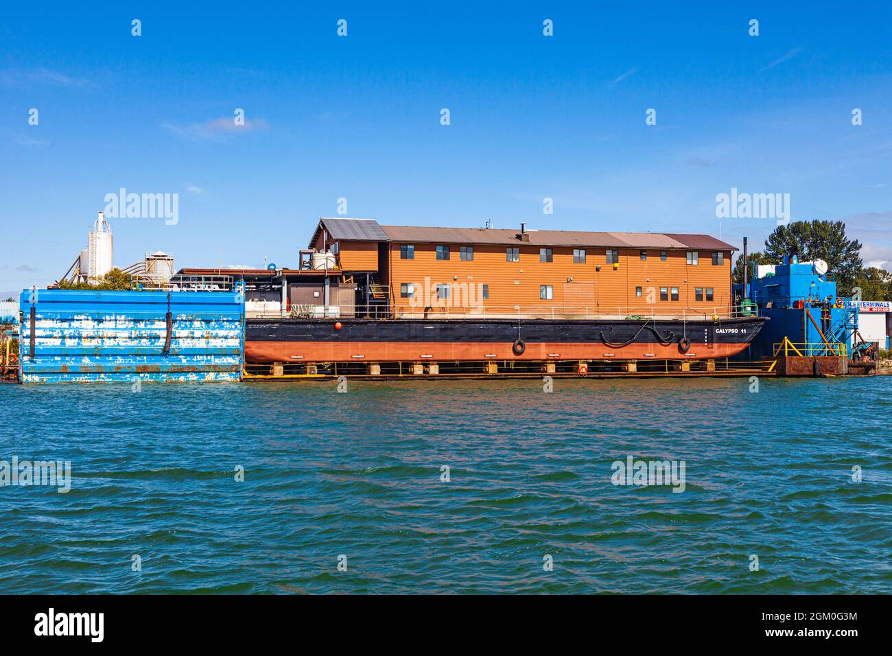 Portable drydock used to raise a workers residential barge out of the ...