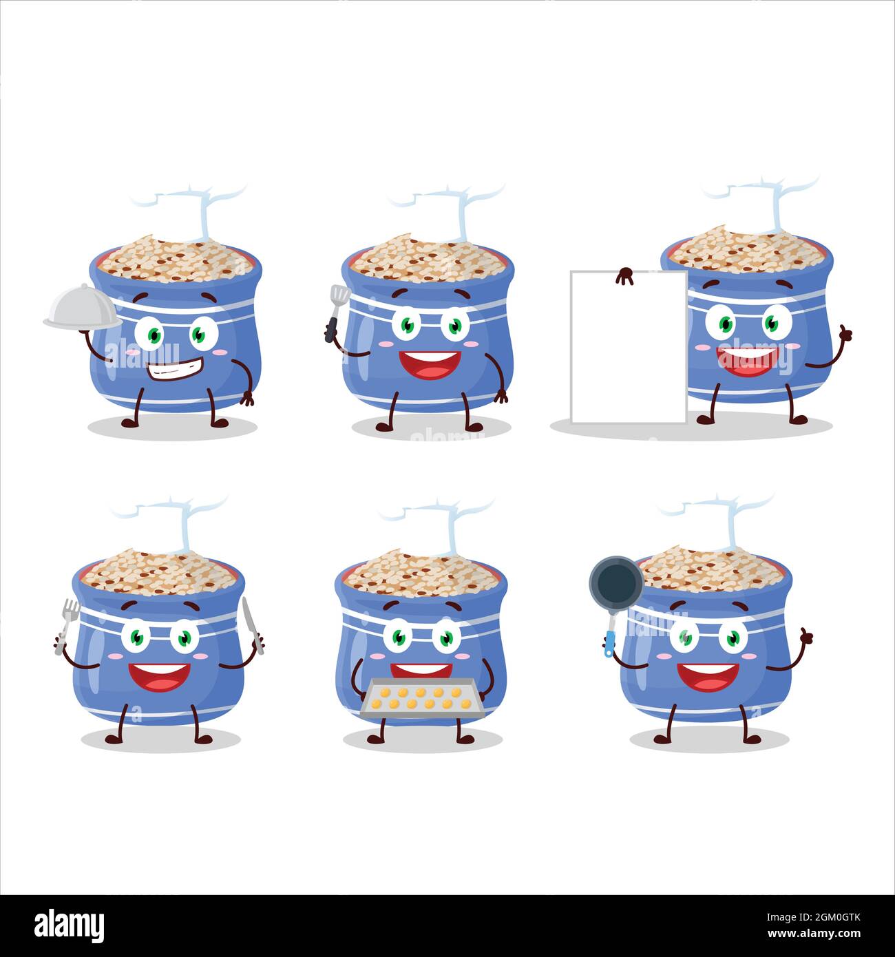 Cartoon character of sesame seeds with various chef emoticons. Vector ...