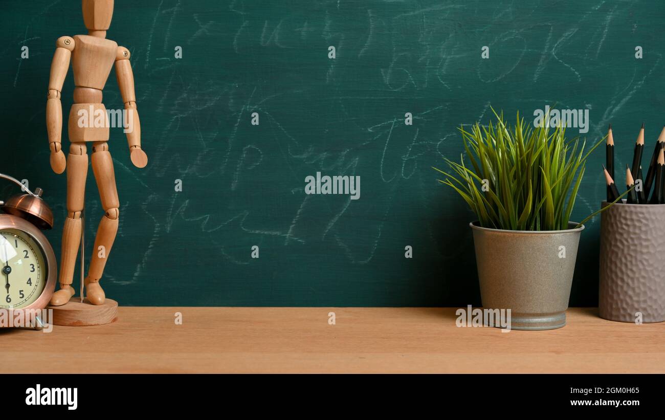 Empty space for product display on wooden tabletop with wood figure ...