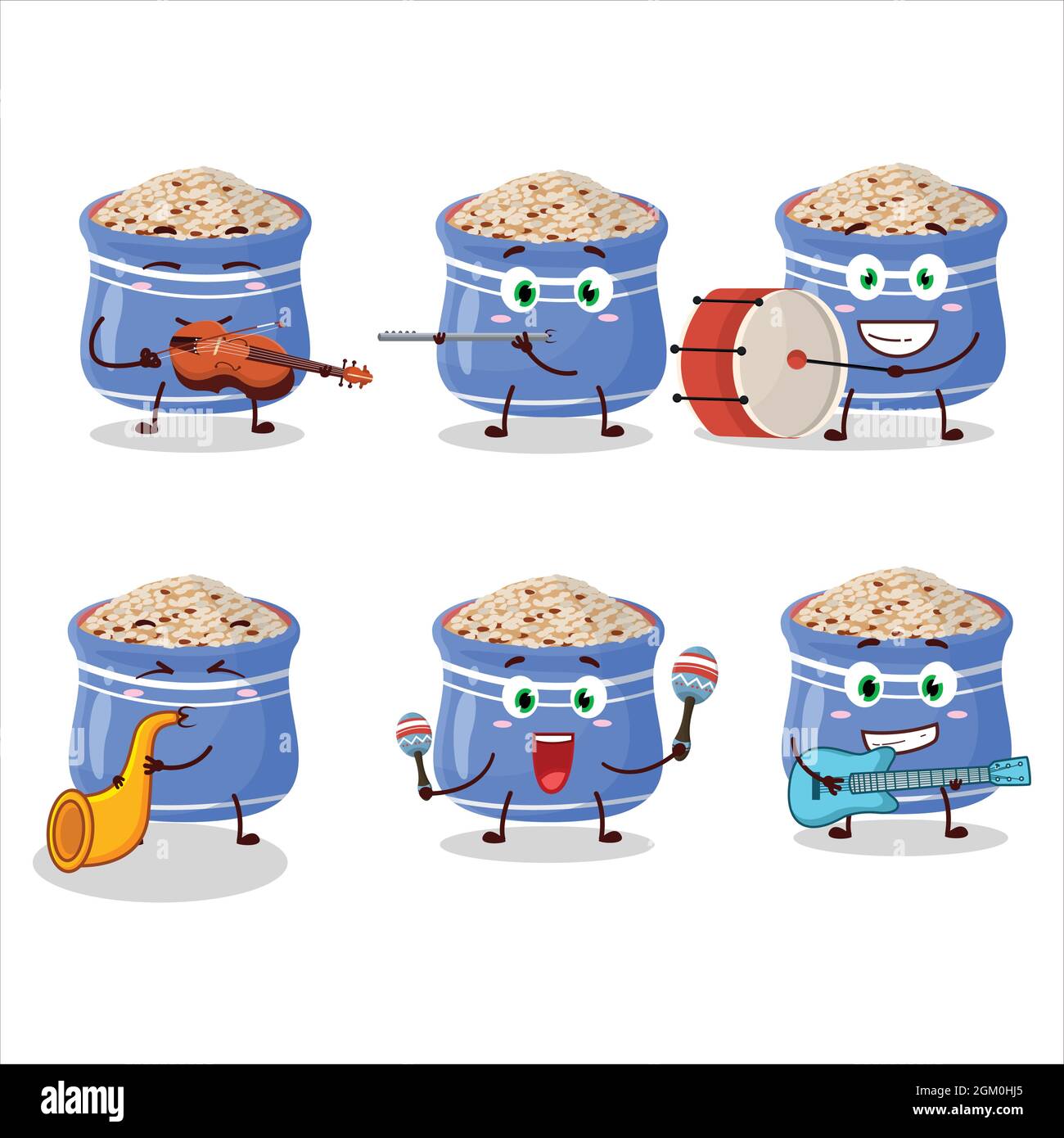 Cartoon character of sesame seeds playing some musical instruments ...