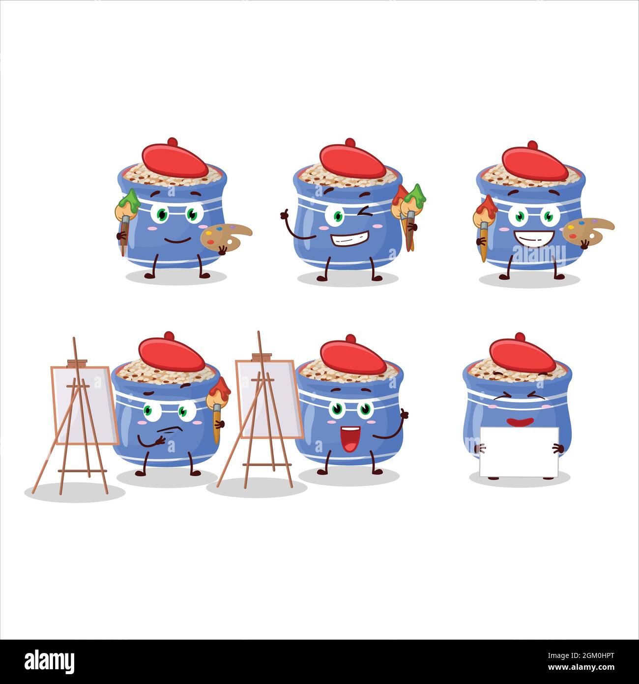 Artistic Artist of sesame seeds cartoon character painting with a brush ...