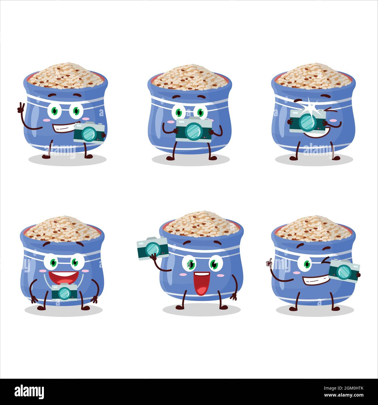 Photographer profession emoticon with sesame seeds cartoon character ...
