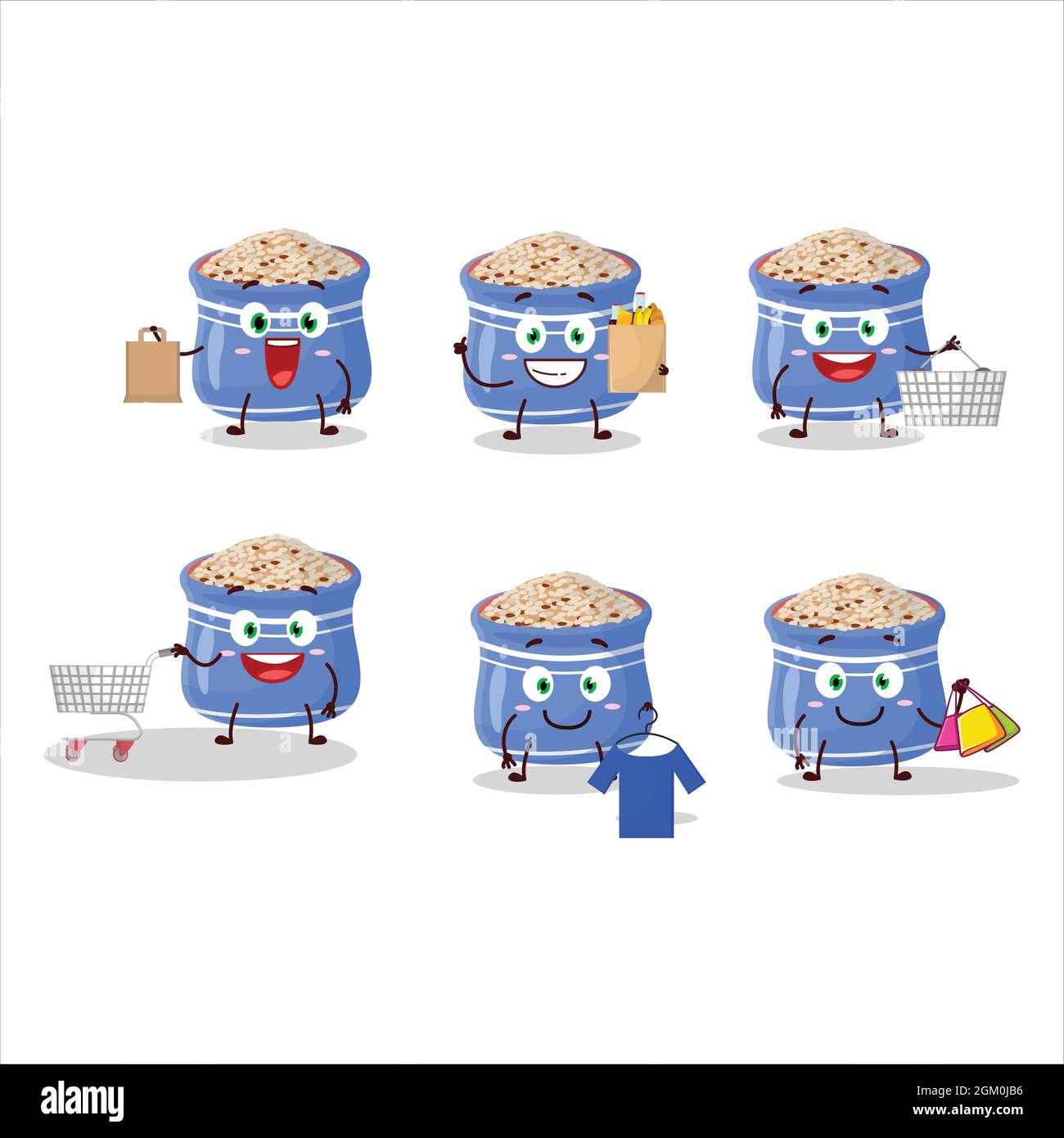 A Rich sesame seeds mascot design style going shopping. Vector ...