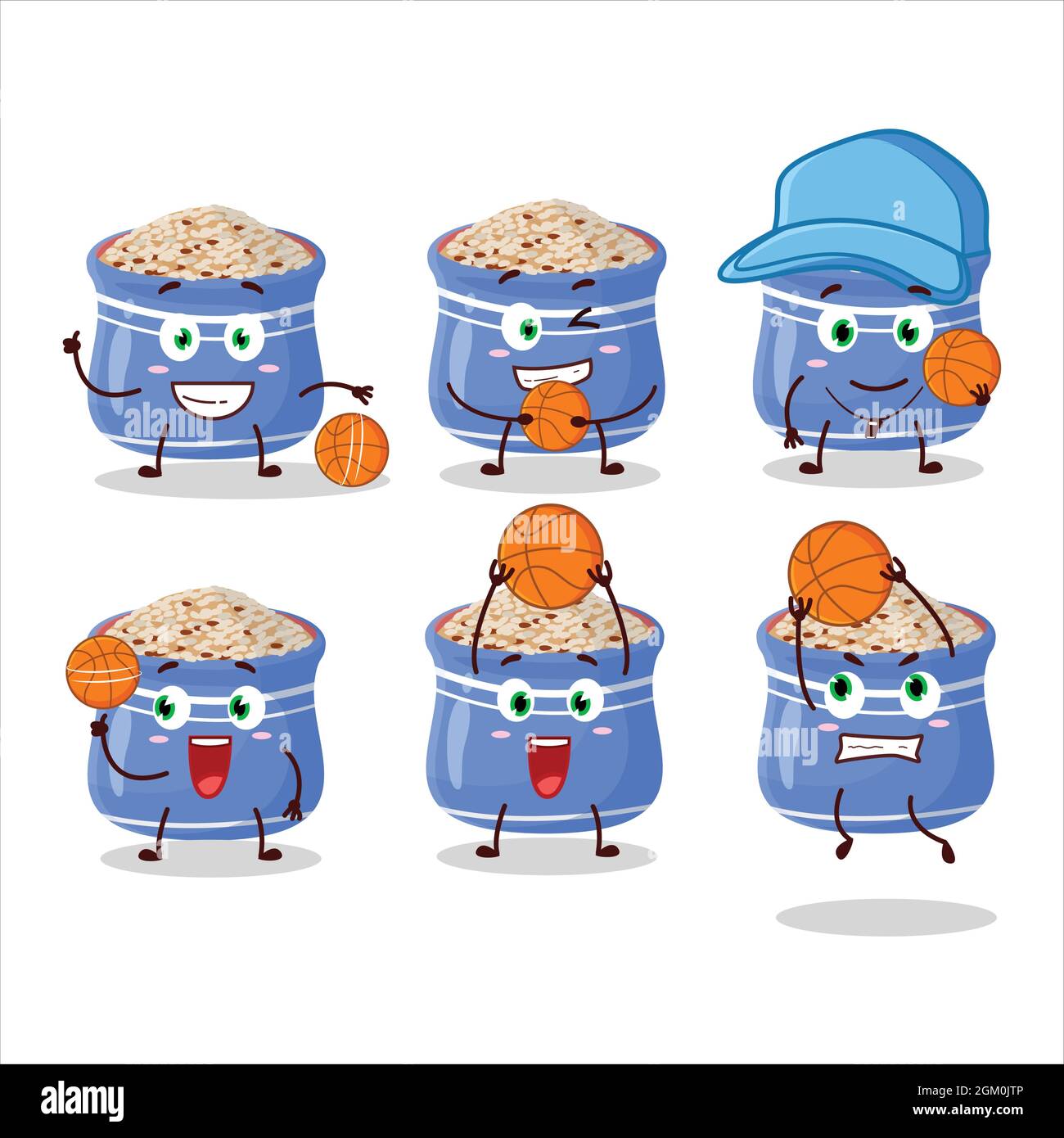Talented sesame seeds cartoon character as a basketball athlete. Vector ...