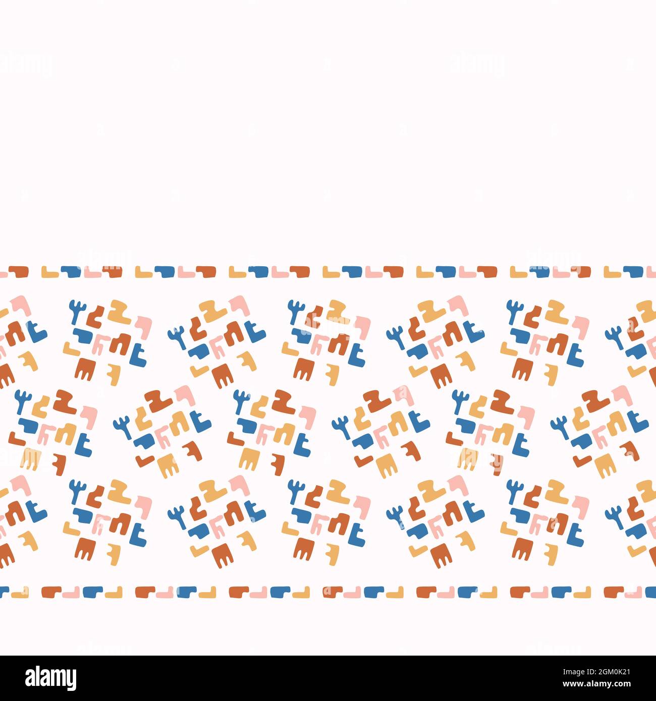 Playful matisse style cut out shape border. Seamless modern scandi ...