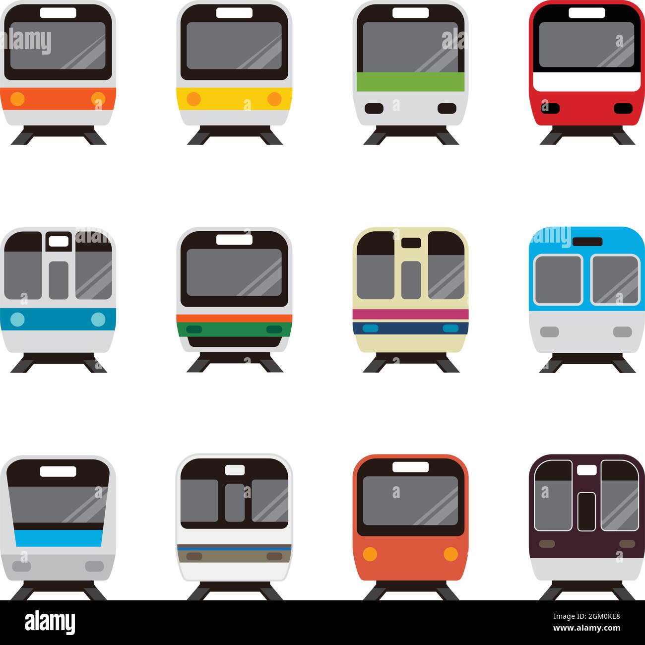 Train icon (front view) vector illustration set Stock Vector Image ...