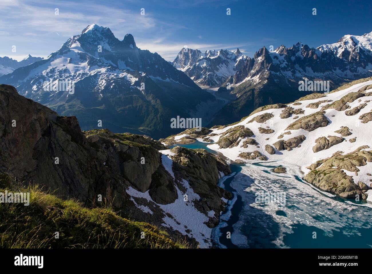 FRANCE HAUTE-SAVOIE (74) CHAMONIX, LAKE BLANC, PEAK VERTE, DRUS ...