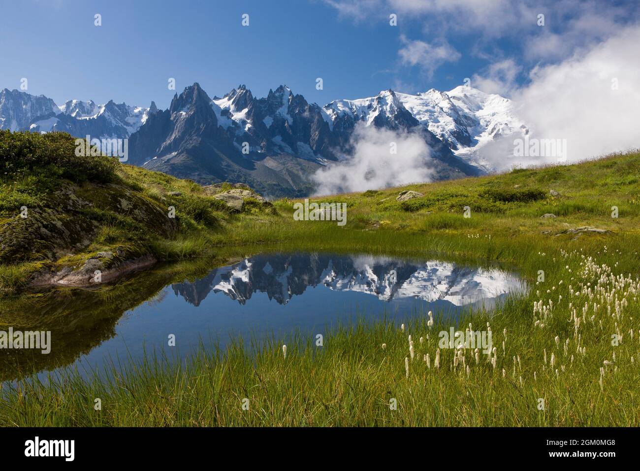 FRANCE HAUTE-SAVOIE (74) CHAMONIX, LAKE FLEGERE, THE PEAKS OF CHAMONIX ...