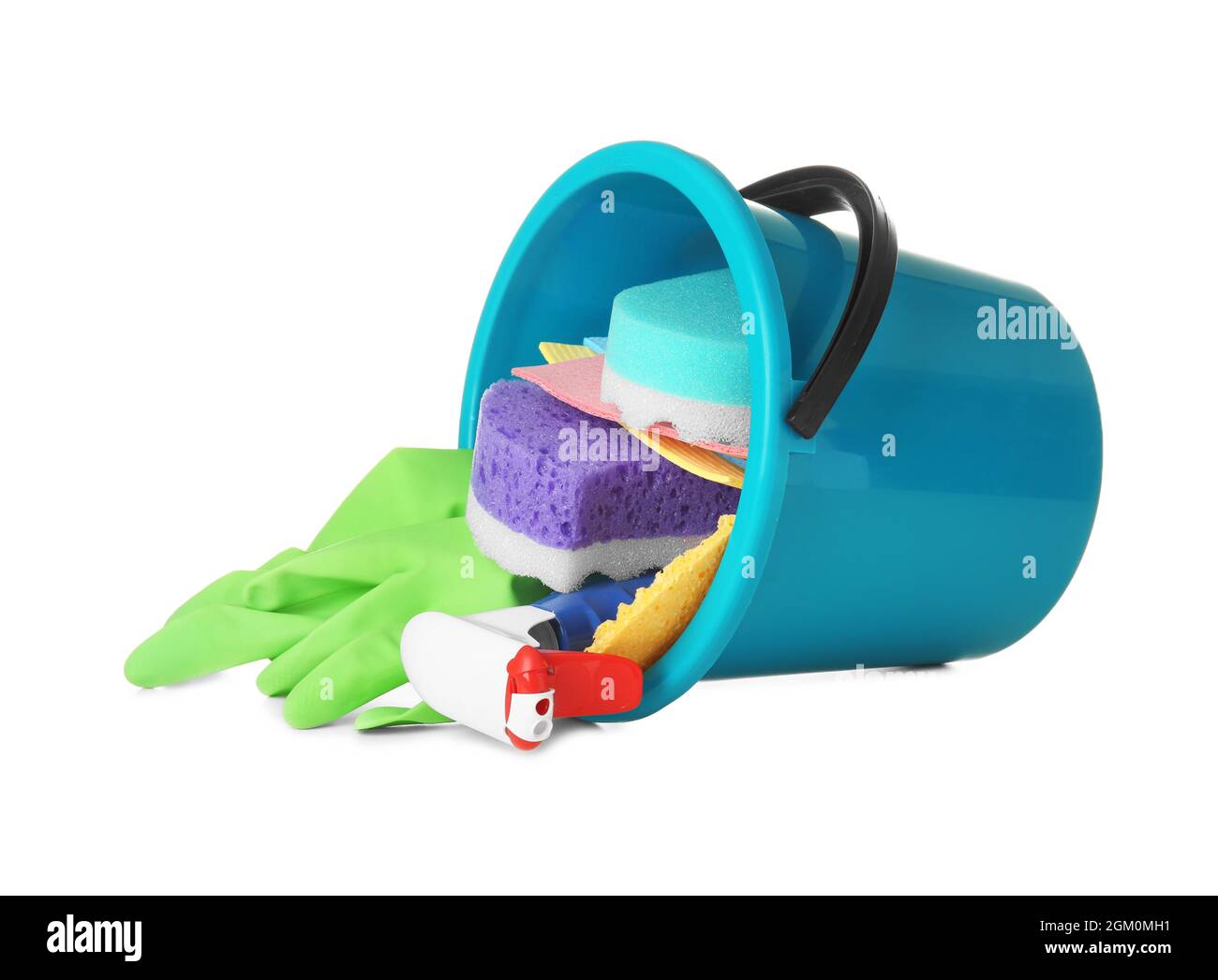 Bucket with car cleaning tools, isolated on white Stock Photo - Alamy