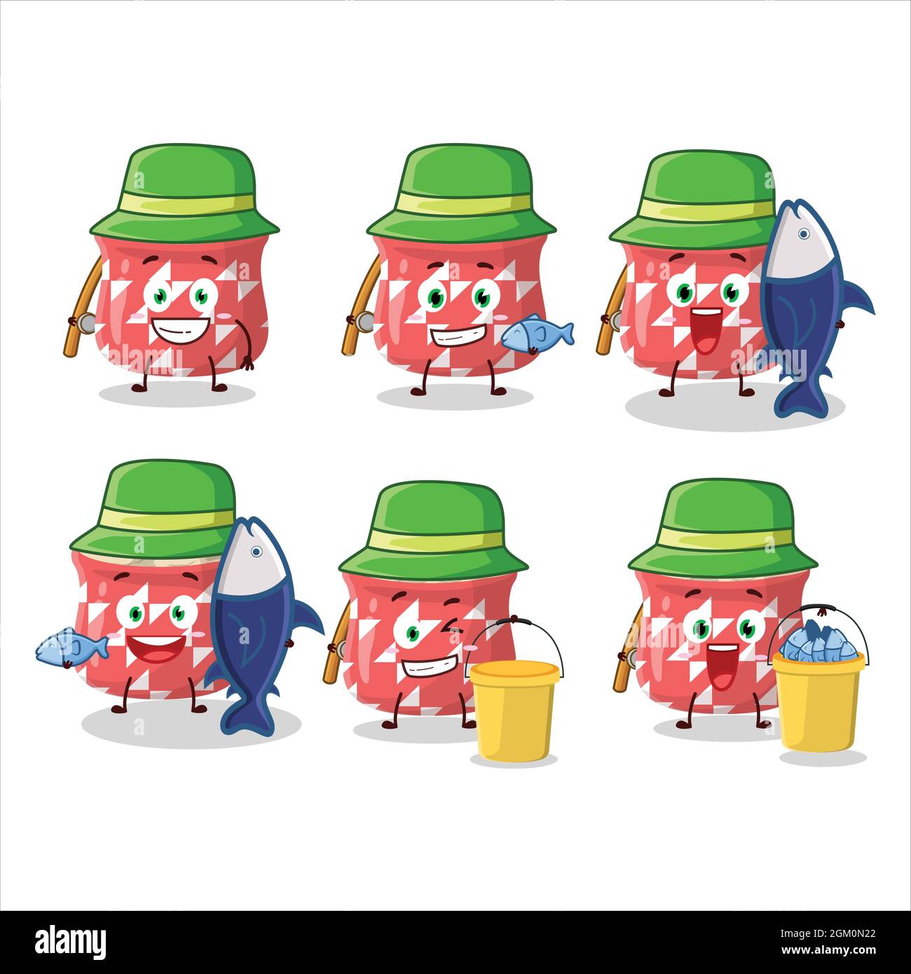 A fisherman dried ginger cartoon picture catch a big fish. Vector ...