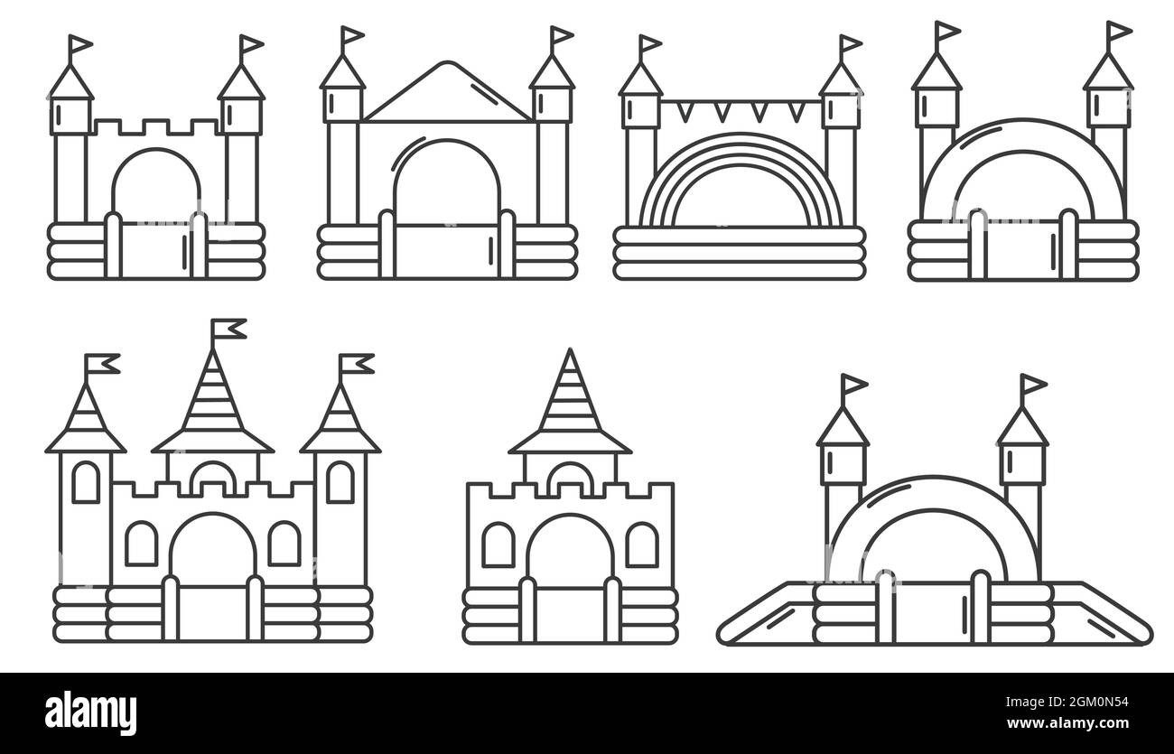 Set of bouncy inflatable castle. Tower and equipment for child ...