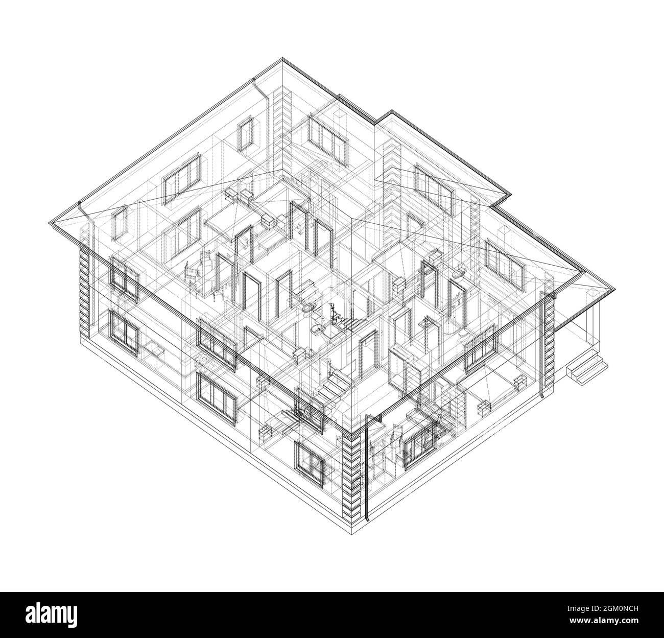 Residential building technical drawing. Vector Stock Vector Image & Art ...
