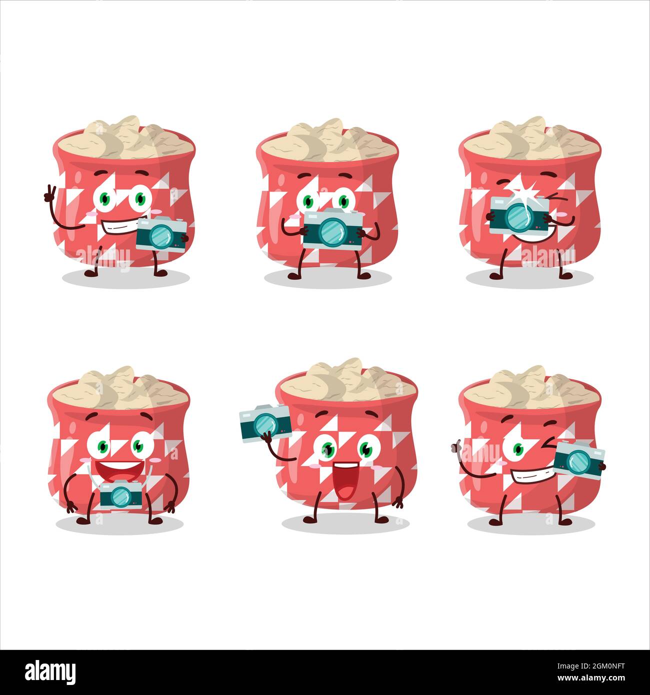 Photographer profession emoticon with dried ginger cartoon character ...