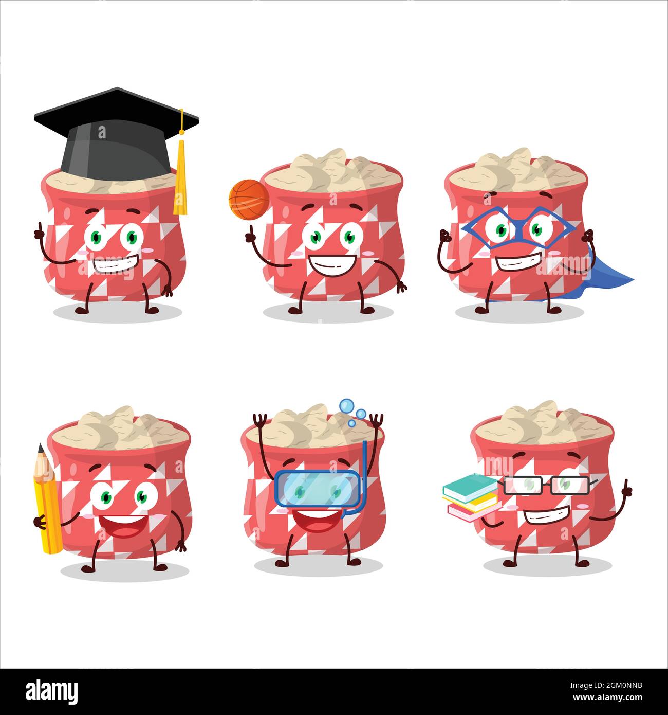 School student of dried ginger cartoon character with various ...