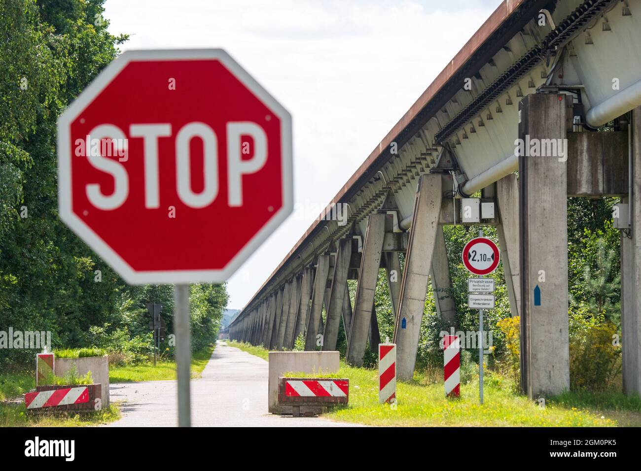 Lathen, Germany. 30th July, 2021. A stop sign stands in front of the ...