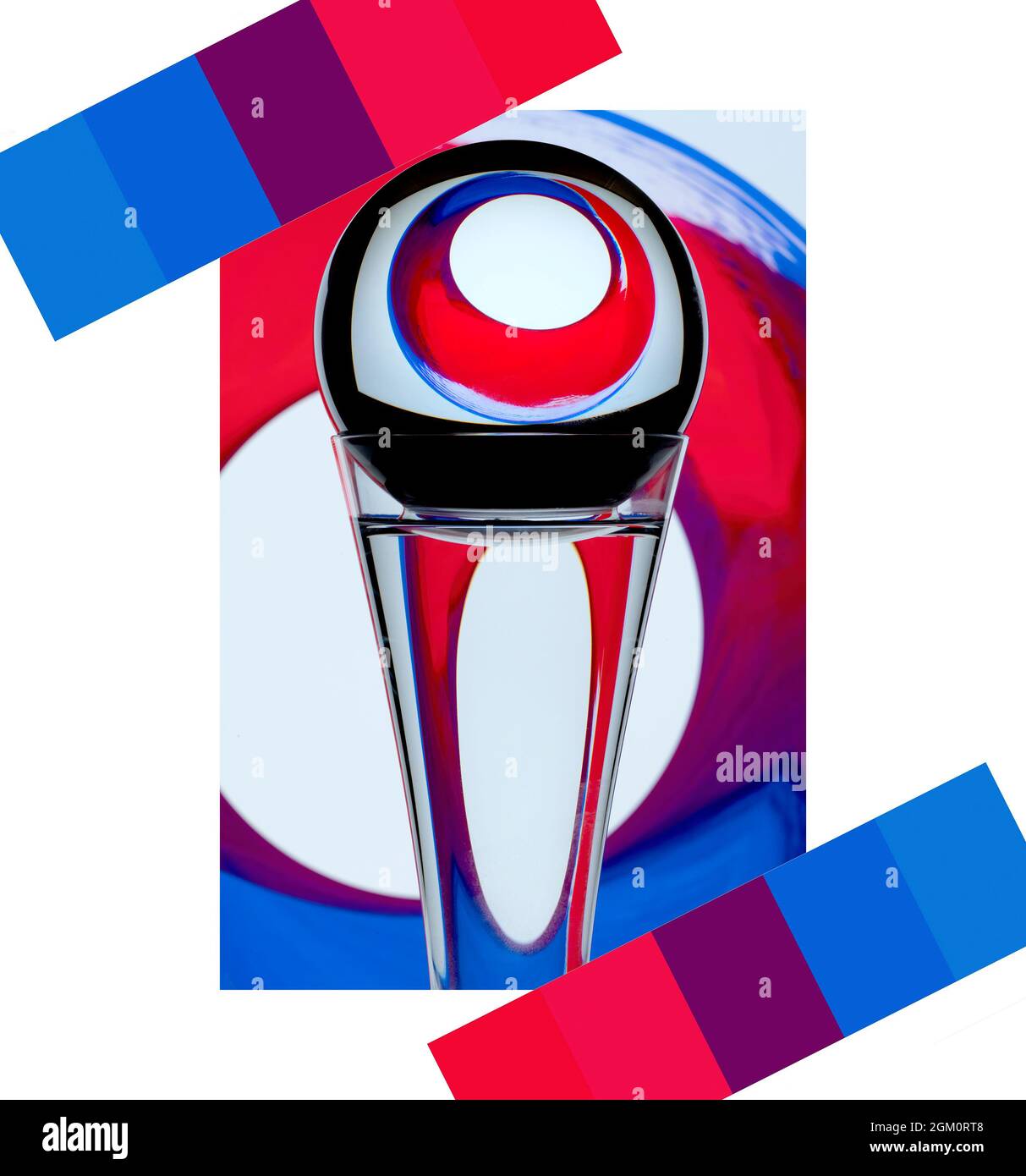 Light refraction caused by light traveling through a round glass globe ...