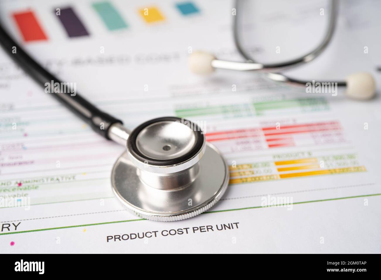 Stethoscope on chart or graph paper, Financial, account, statistics and ...