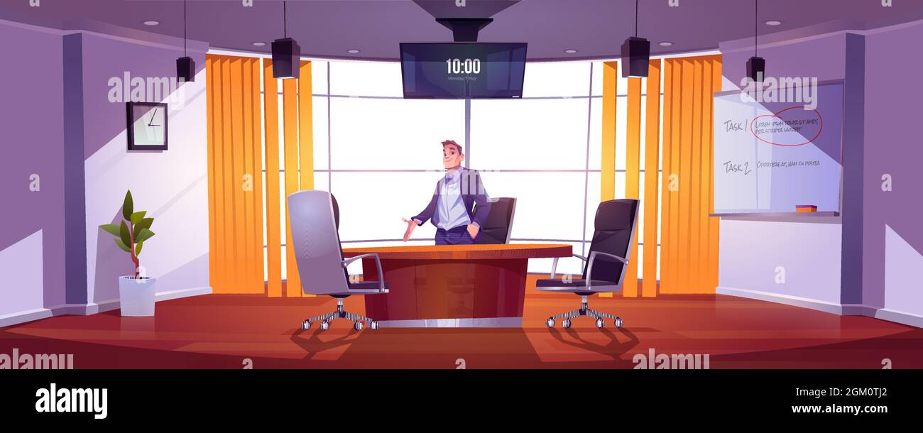 Businessman in conference room for meetings, presentation for team ...