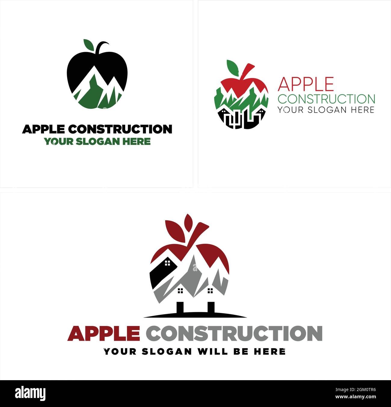 Construction home building apple logo design Stock Vector Image & Art ...