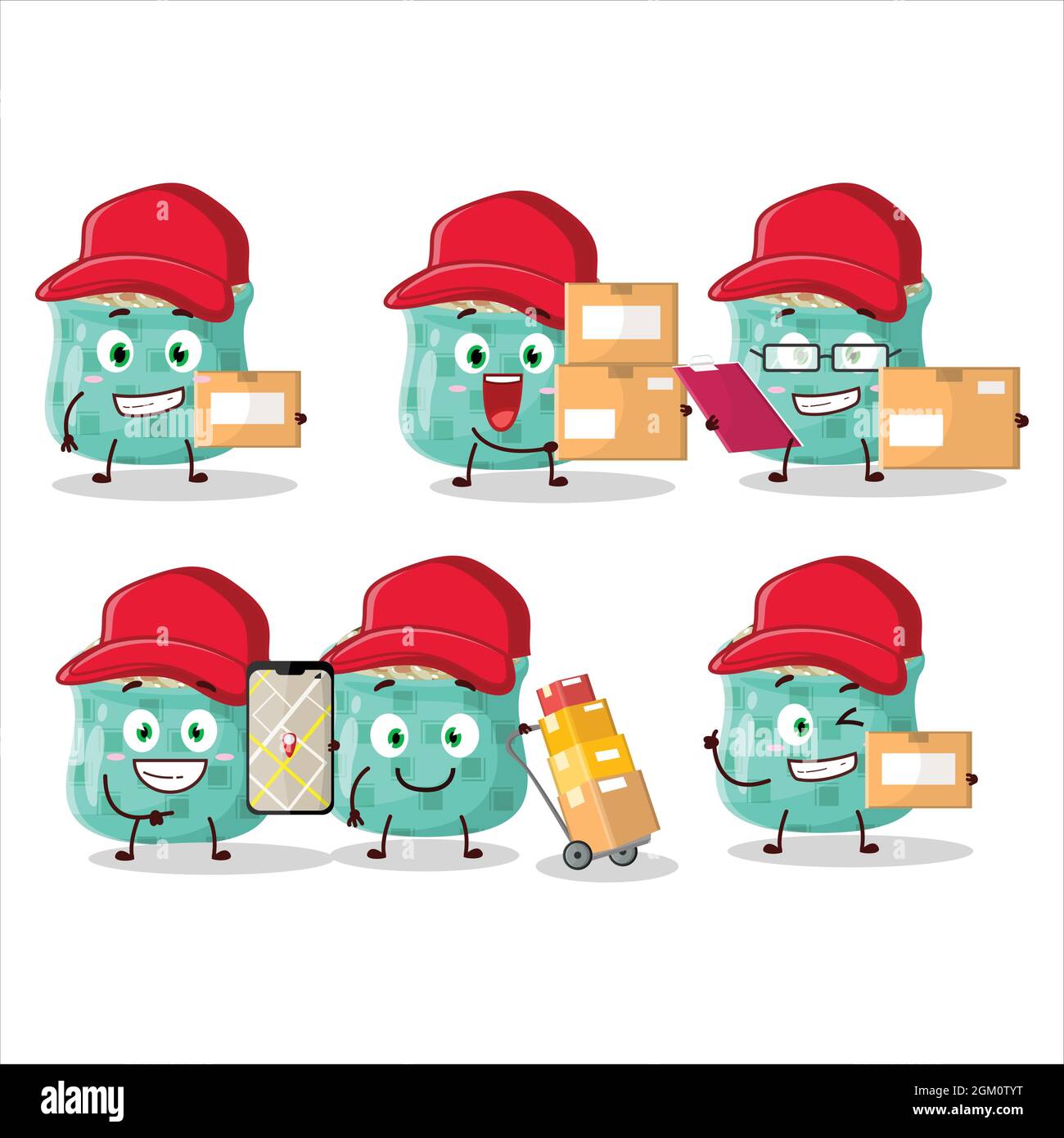 Cartoon character design of dried rosemary working as a courier. Vector ...