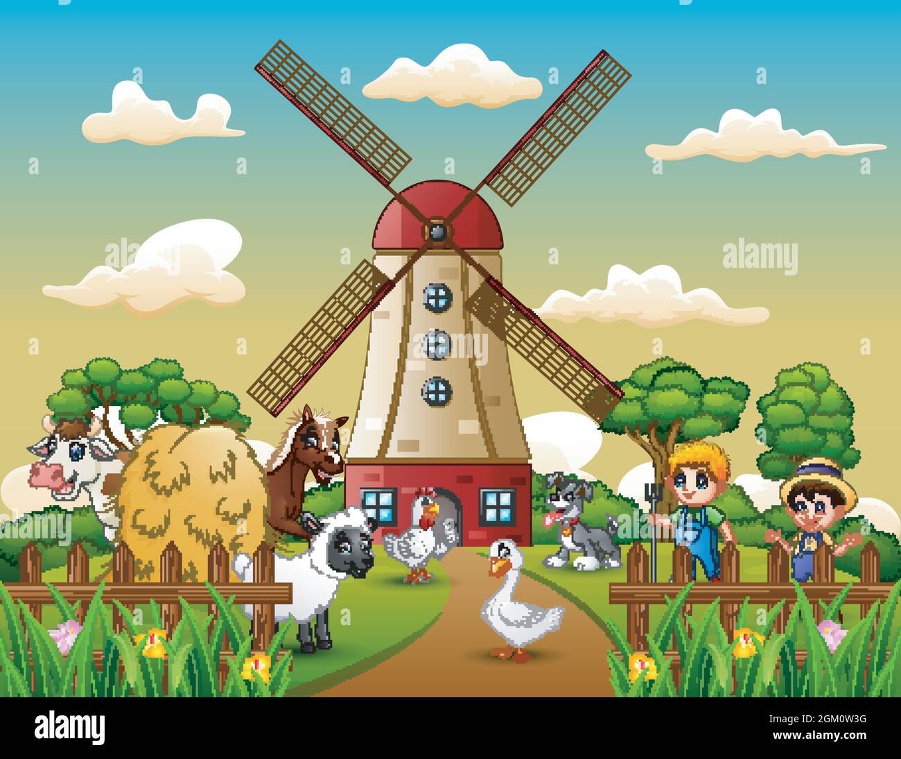 Farmland wind turbine farm Stock Vector Images - Alamy