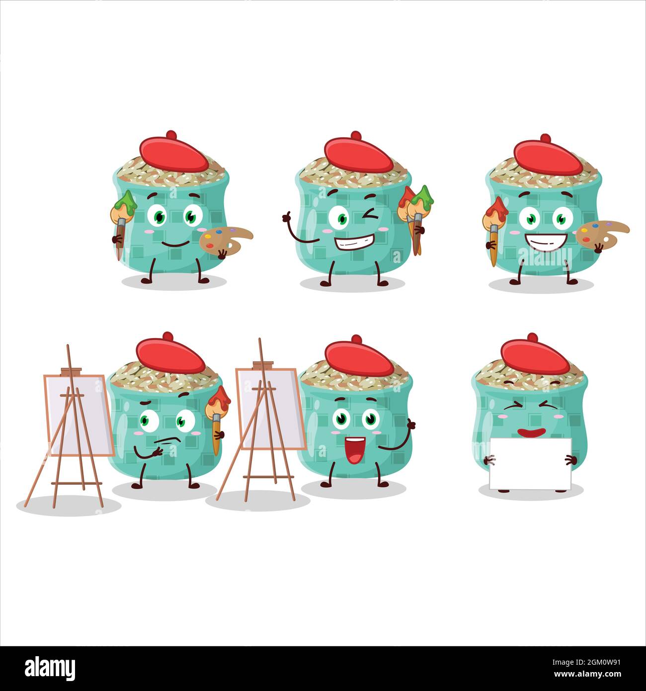 Artistic Artist of dried rosemary cartoon character painting with a ...