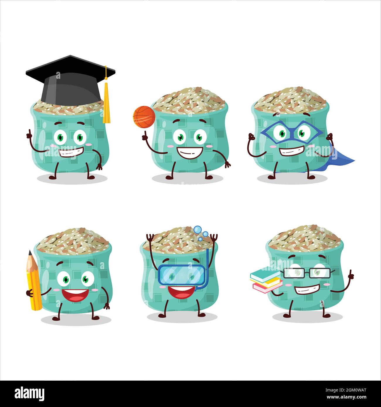 School student of dried rosemary cartoon character with various ...