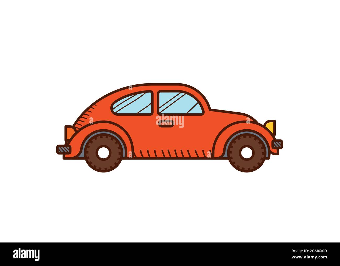 Retro red car. Red beetle car isolated on white Stock Vector Image ...
