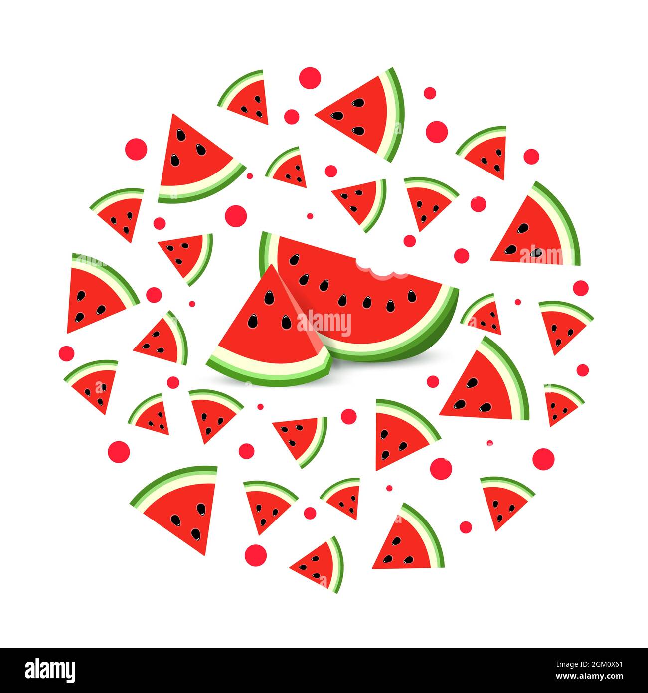 Circle pattern with red watermelon. Bright design for printing on ...