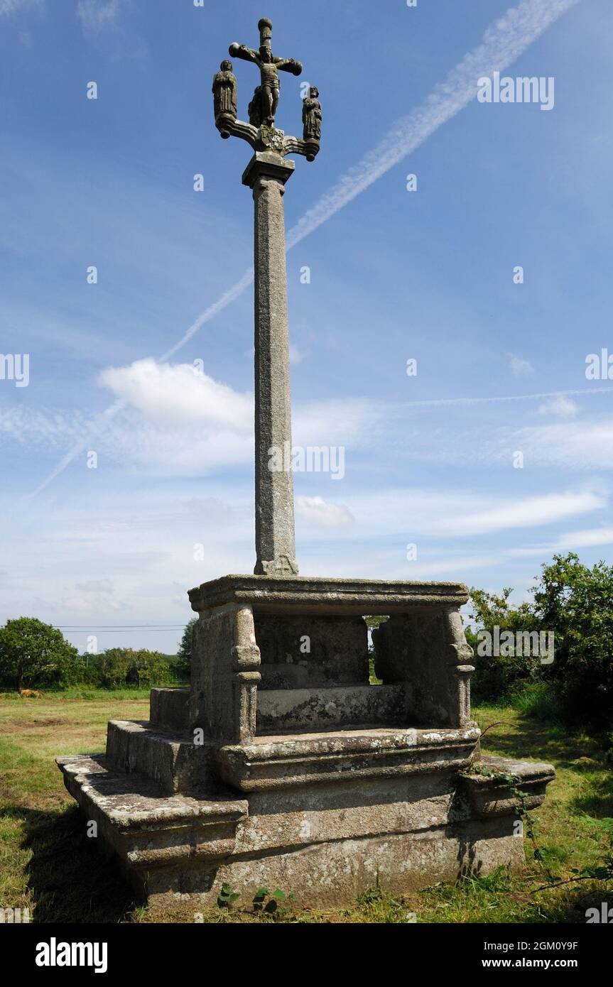 FRANCE. BRITTANY. FINISTERE (29) PLOUESCAT.THE CALVARY ALTAR OF KERGOAL ...