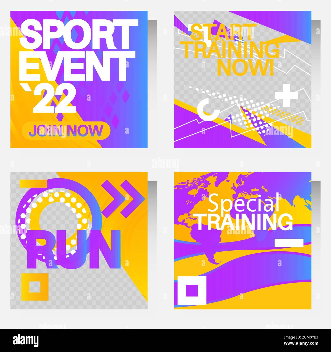Purple and yellow sport social media banner templates with unique style ...