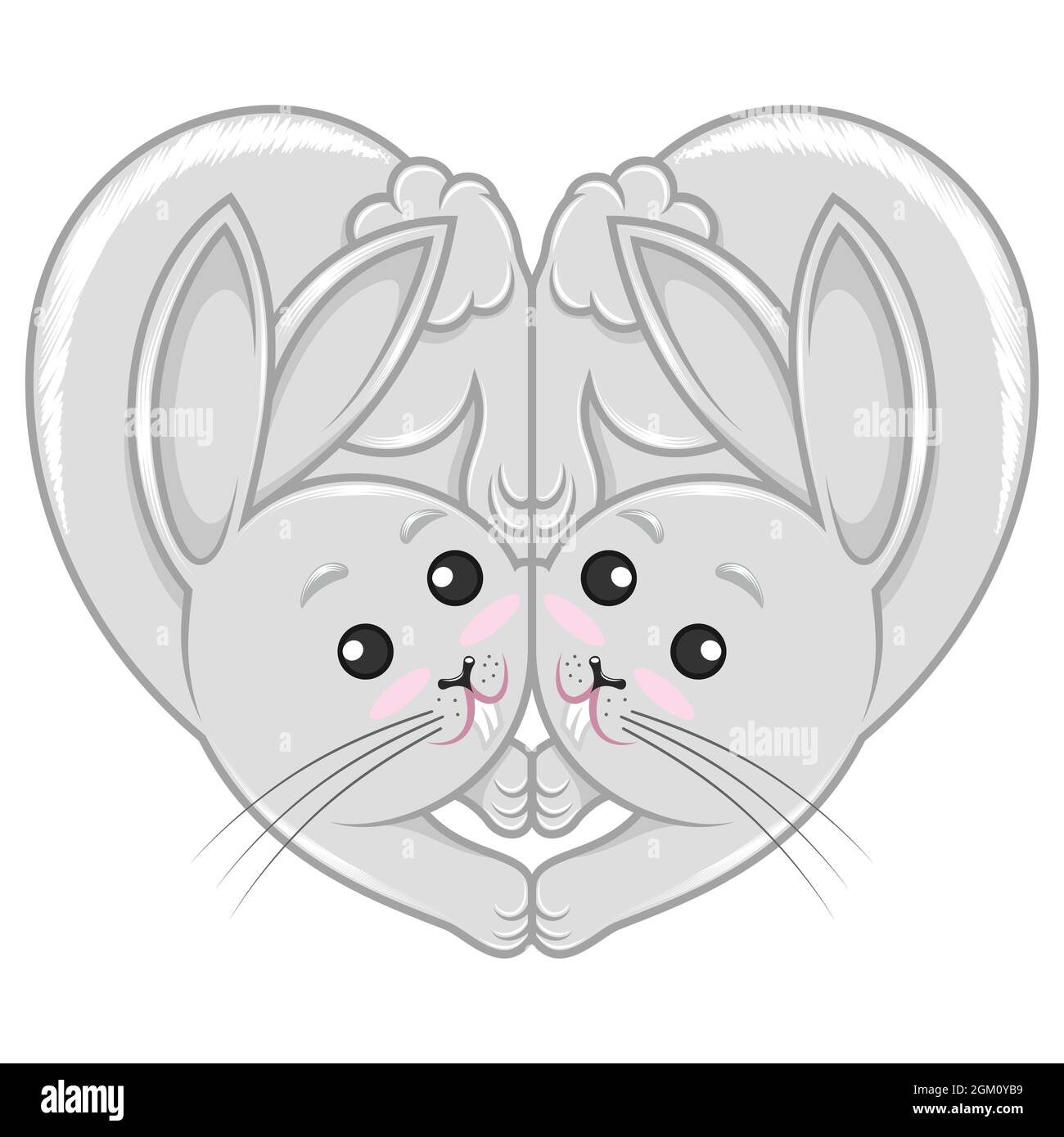 Vector design of heart shaped rabbits, heart shaped mascot Stock Vector ...