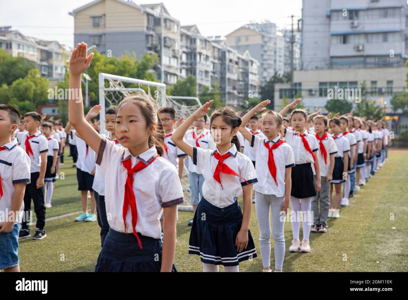 A primary school holds opening ceremony for new semester in Nanjing ...