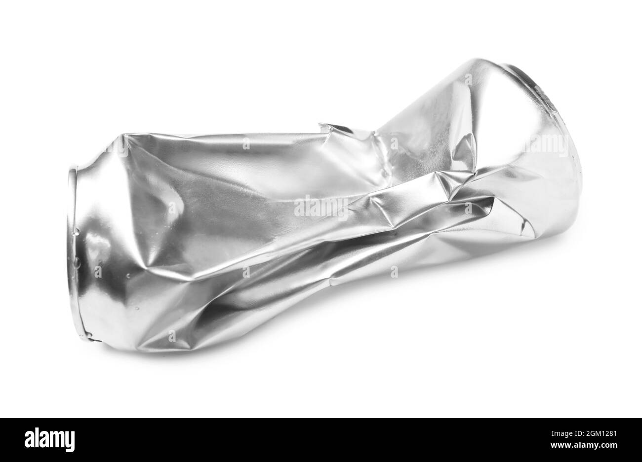 Crumpled empty can on white background Stock Photo - Alamy