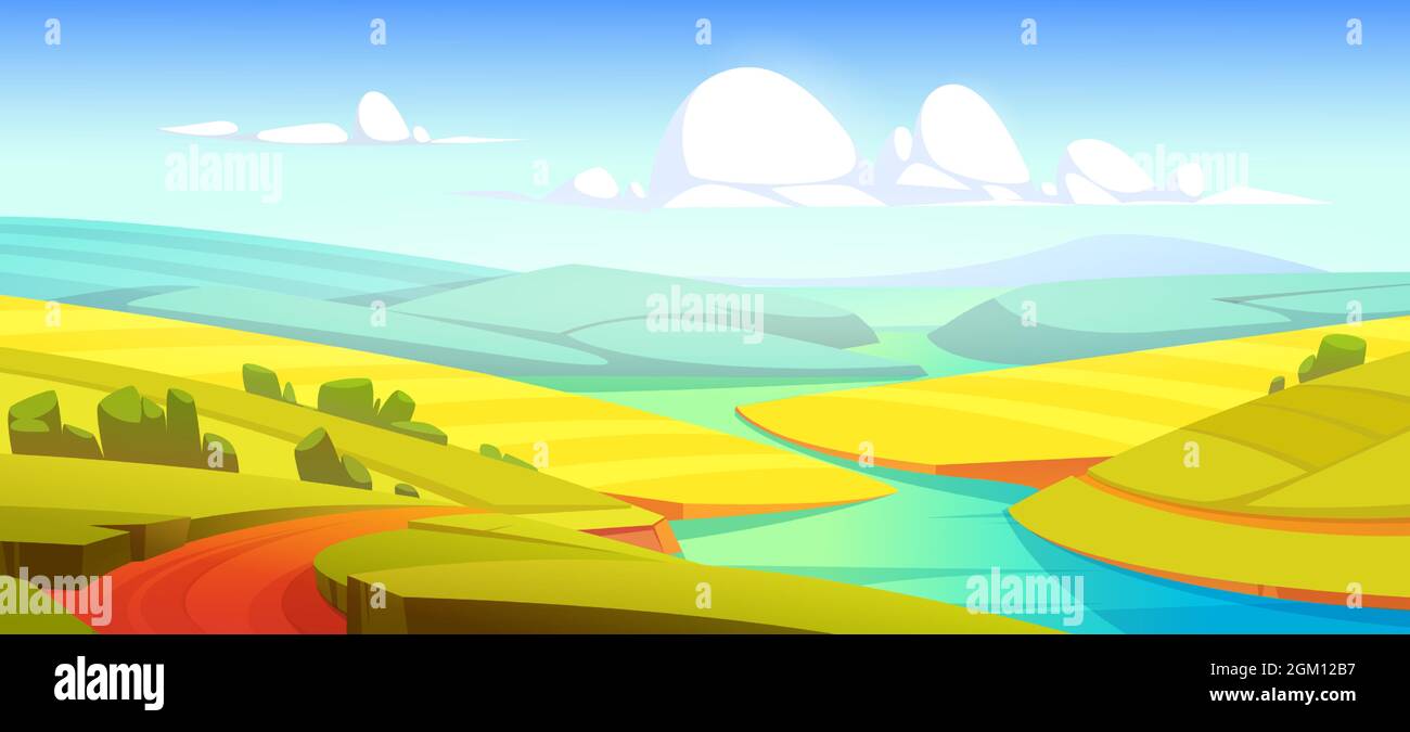 Grassland with stream Stock Vector Images - Alamy