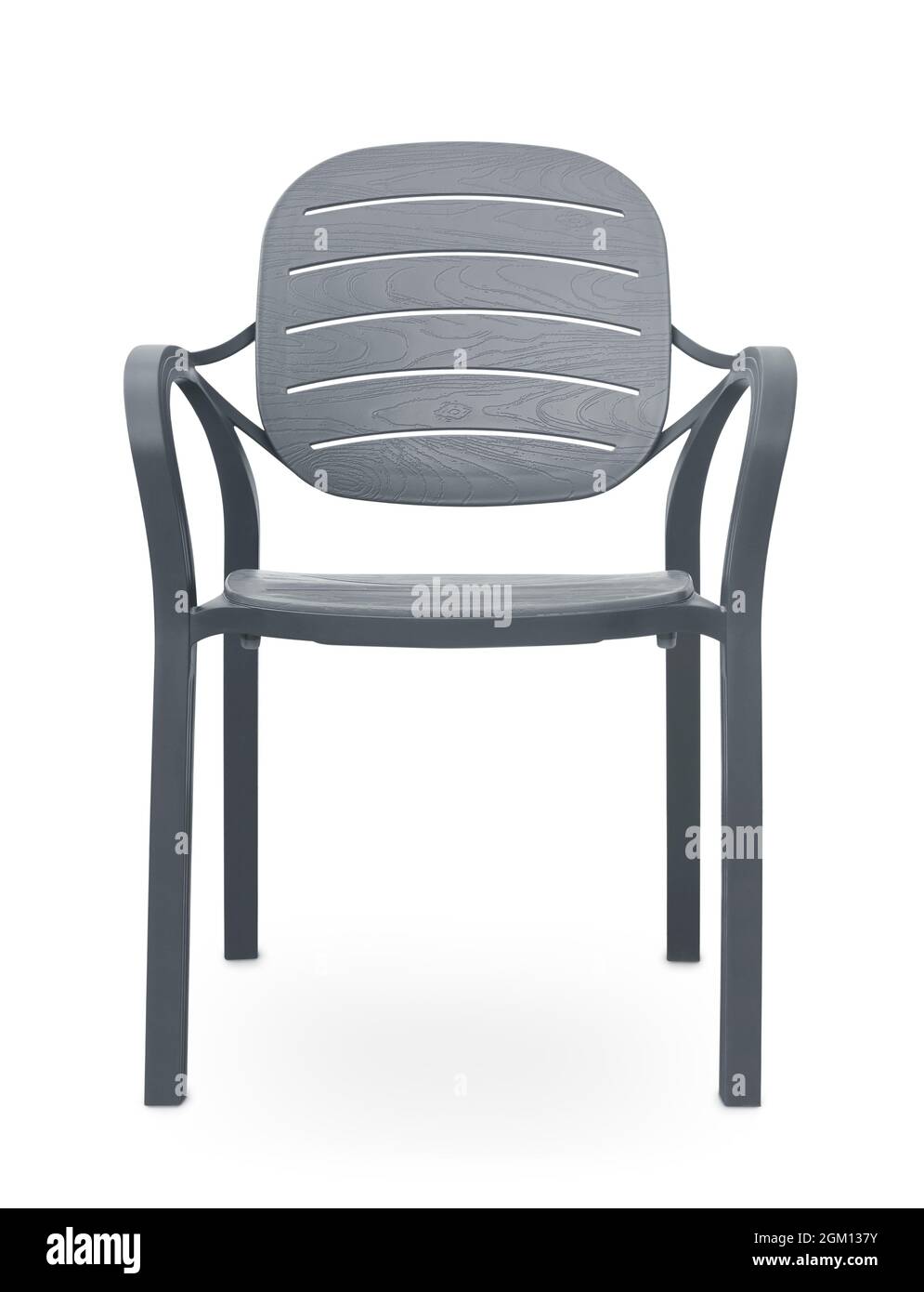 Front view of gray plastic armchair isolated on white Stock Photo - Alamy