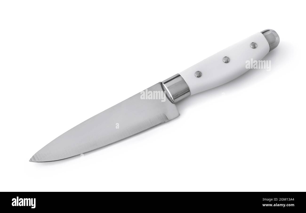 Stainless steel kitchen knife isolated on white Stock Photo - Alamy