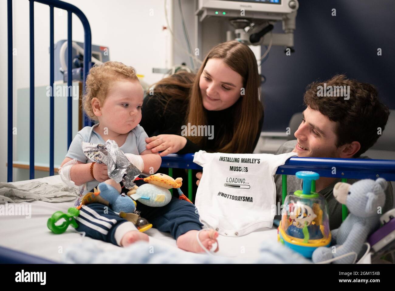 Rosie-Mae Walton and Wes Powell with their son Marley as he recovers at ...