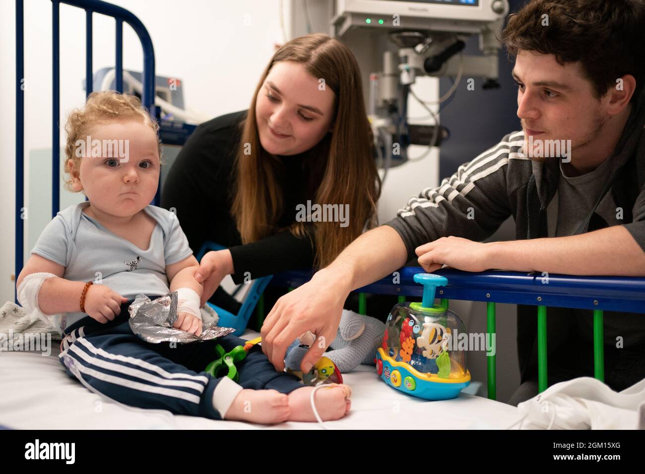 Rosie-Mae Walton and Wes Powell with their son Marley as he recovers at ...