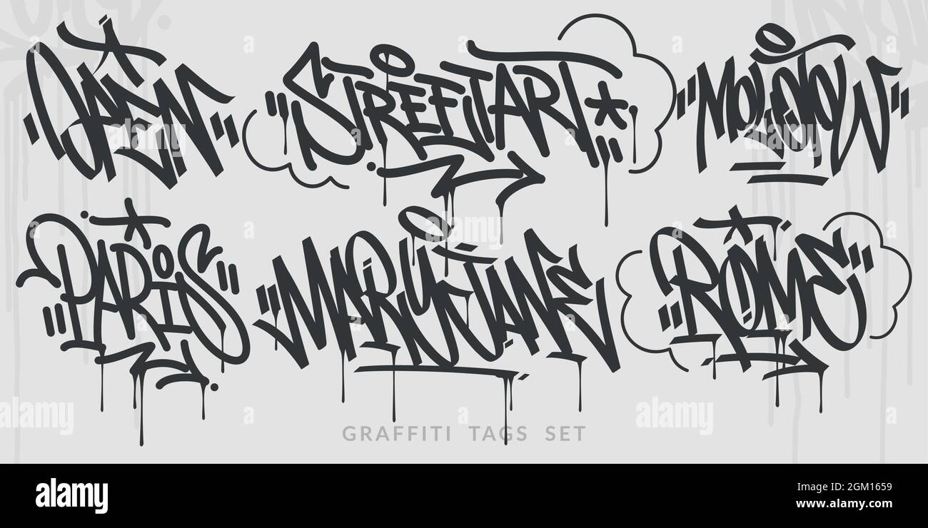 Flat Hand Written Abstract Hip Hop Urban Street Art Graffiti Style ...