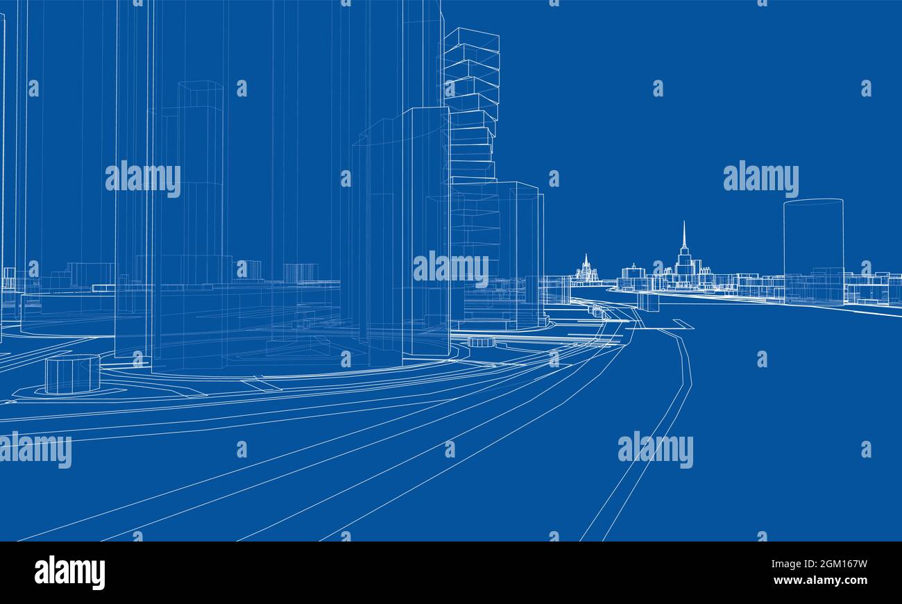 Vector lines buildings and city roads, town design Stock Vector Image ...