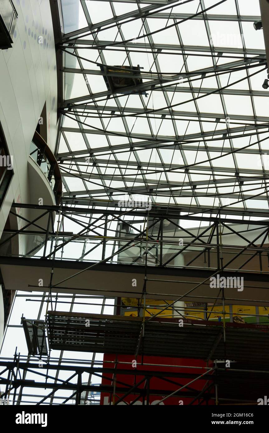 GDYNIA, POLAND - Jun 02, 2016: A glass roof with a metal structure and ...