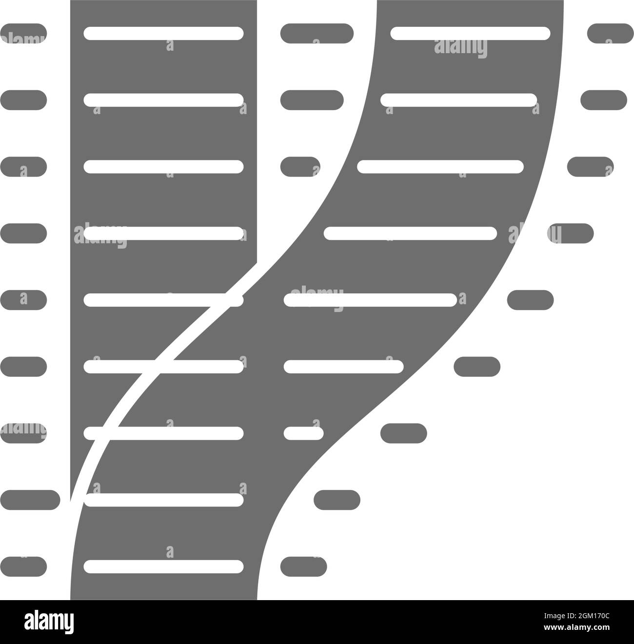 Curved railways, railroad tracks, train roads grey icon Stock Vector ...