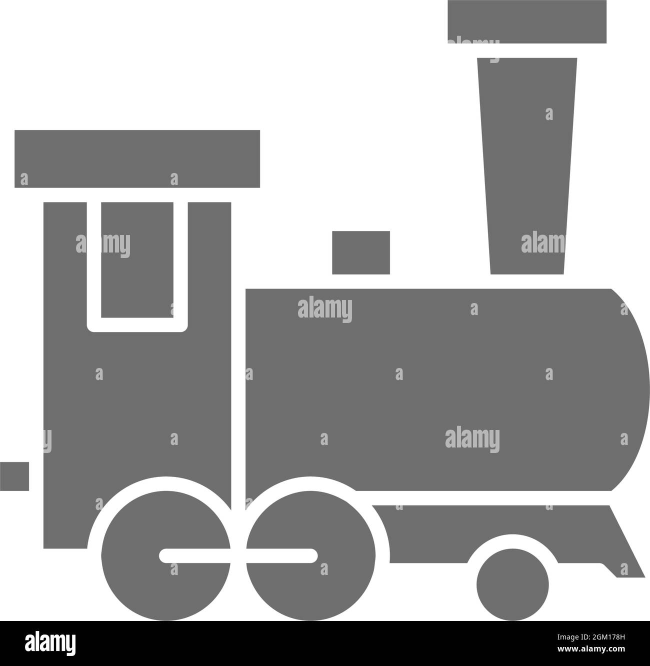 Old locomotive, train, railroad grey icon. Isolated on white background ...