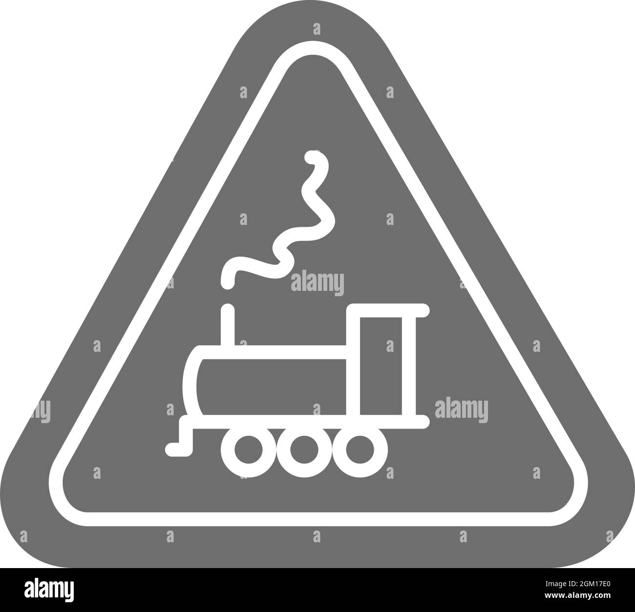 Attention train sign, railway traffic grey icon Stock Vector Image ...