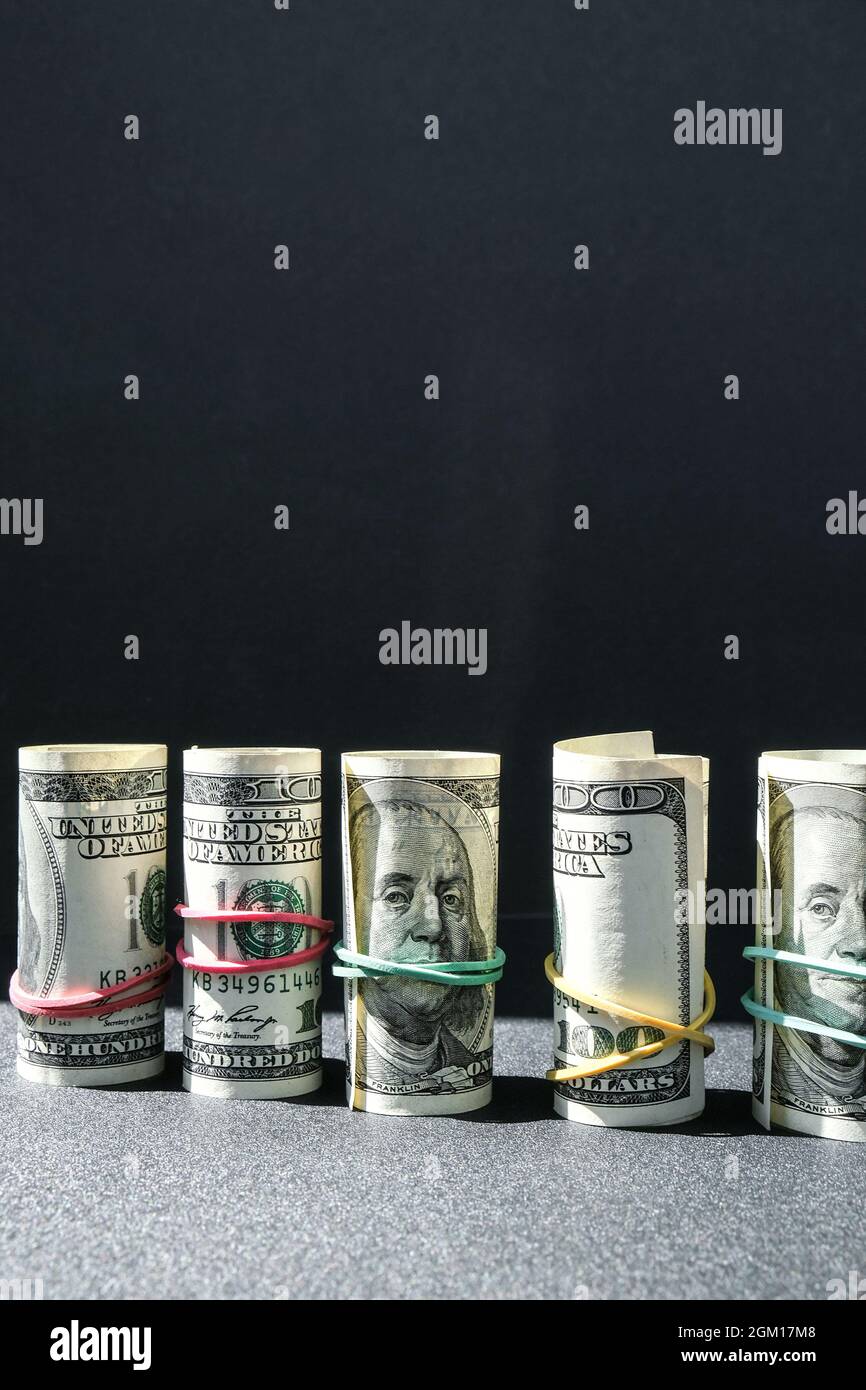 US dollars bundle close up isolated on dollar background. Paper ...