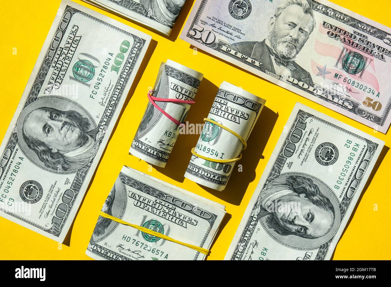 Us dollar bills are creative layout. Business concept, development ...
