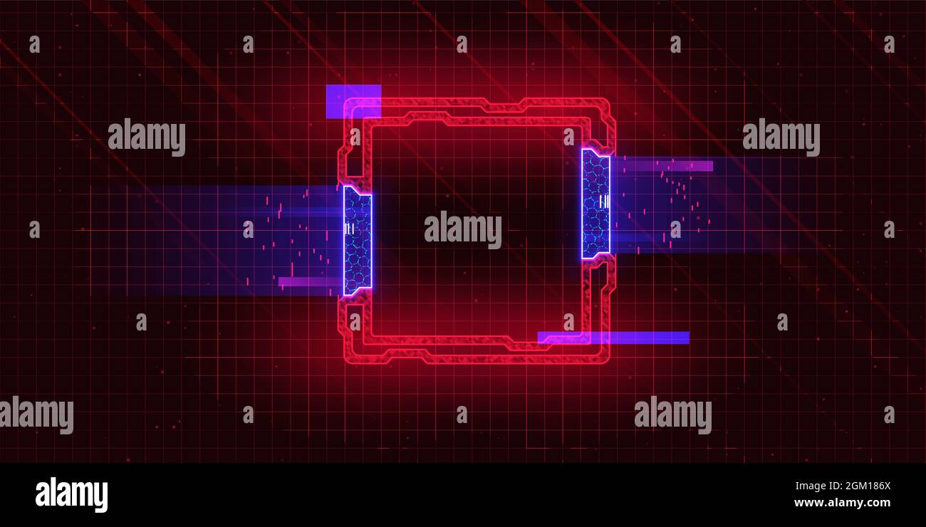 Futuristic cyberpunk style square with glitch effect. Square with red ...
