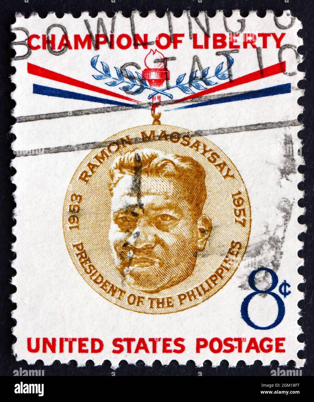 USA - CIRCA 1957: a stamp printed in the USA shows Ramon del Fierro ...