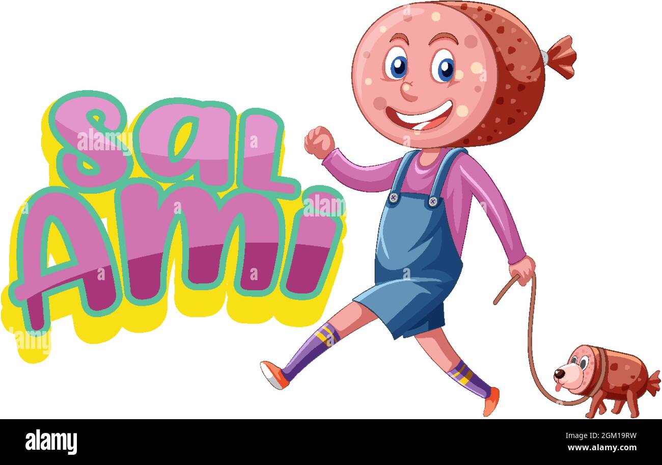 Salami logo text design with salami character illustration Stock Vector ...